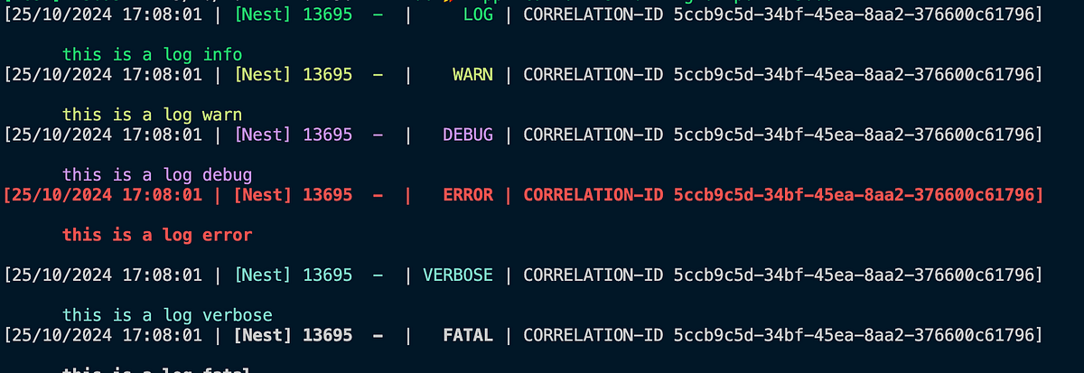 NestJS 10 : Adding a custom logger with correlation IDs | by Gaetan Wichlacz | Medium