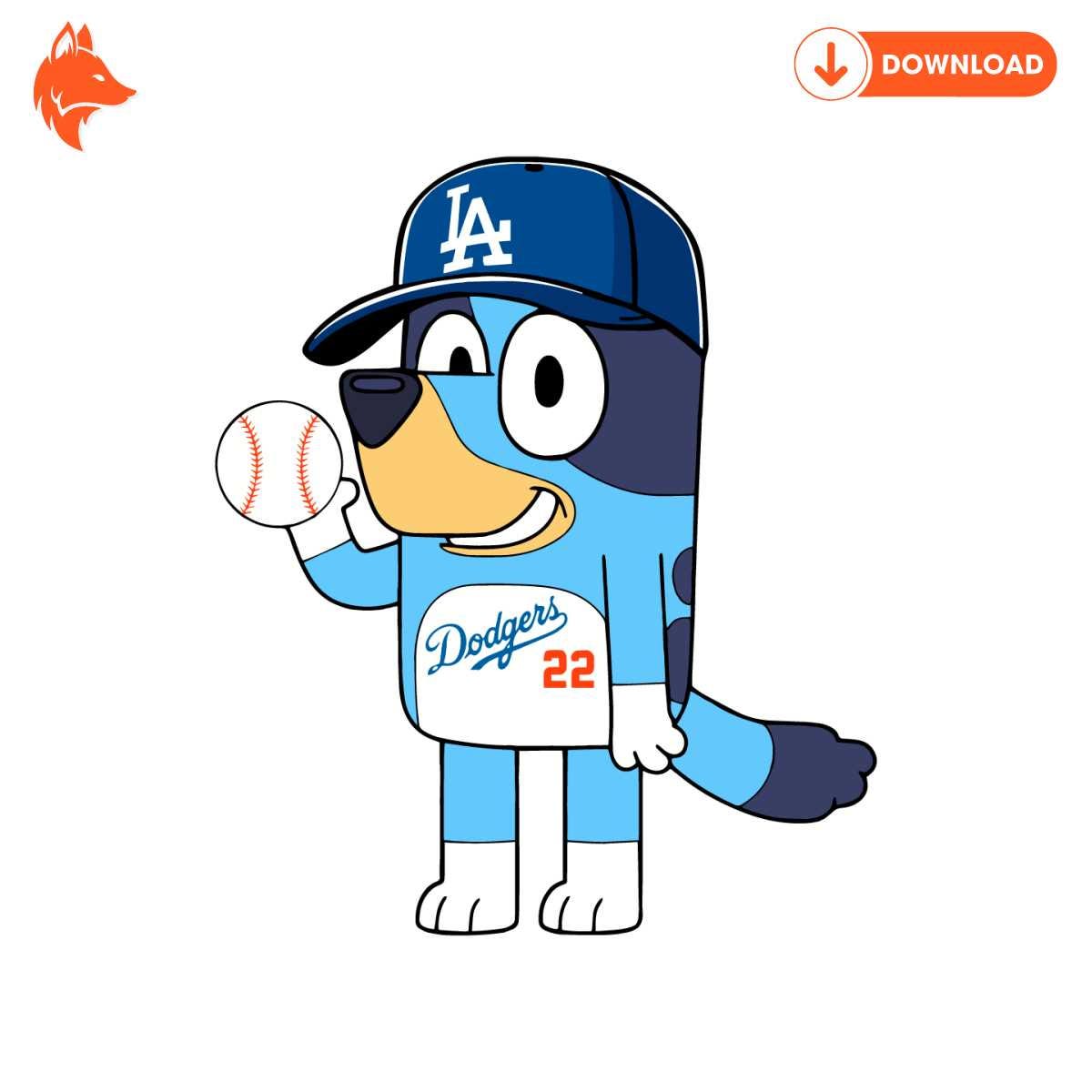 Bluey LA Dodgers Baseball Cartoon SVG - Emmett Newby - Medium