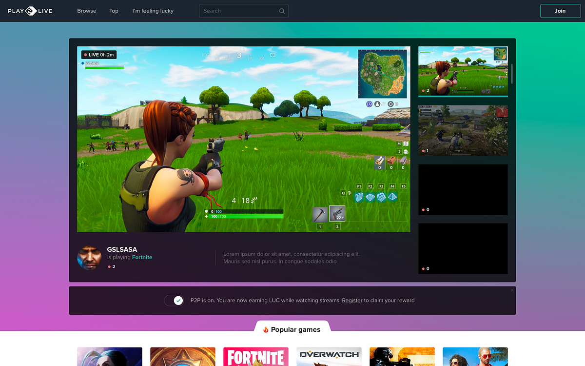 P2L.TV CLOSED BETA VERSION ANNOUNCEMENT | by Play2Live | Medium