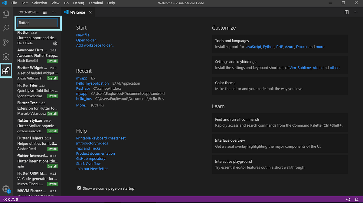 Install Flutter In VSCode. This is my story to built flutter… | by Adi ...