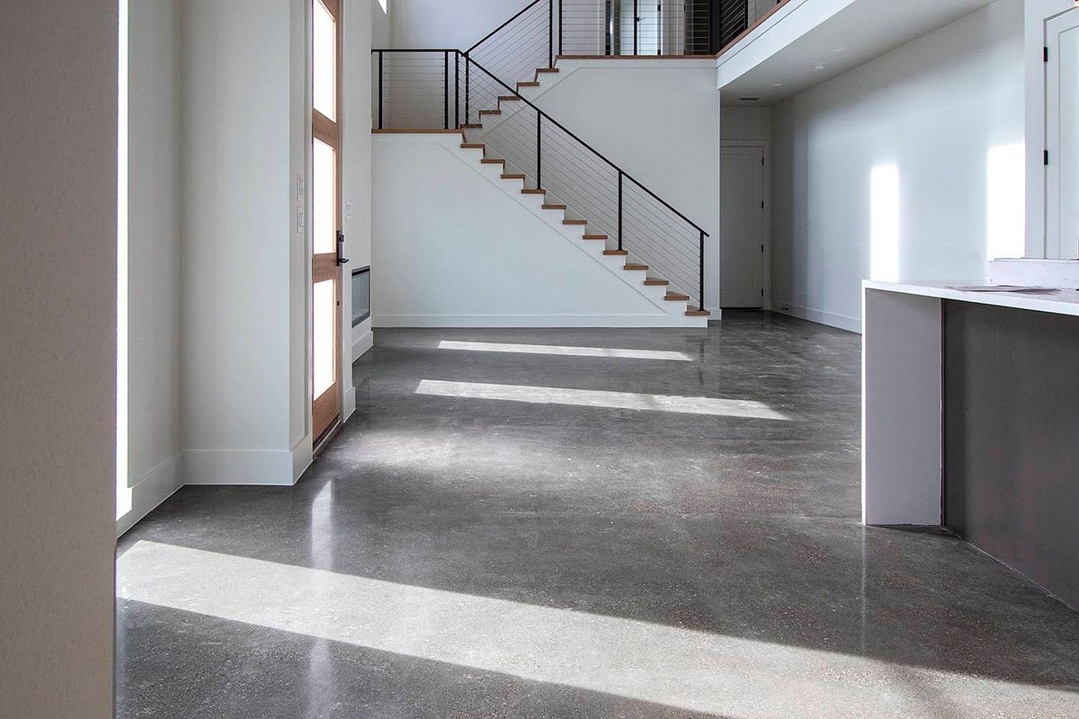 Polished Concrete Flooring - Straight Line Painting - Medium