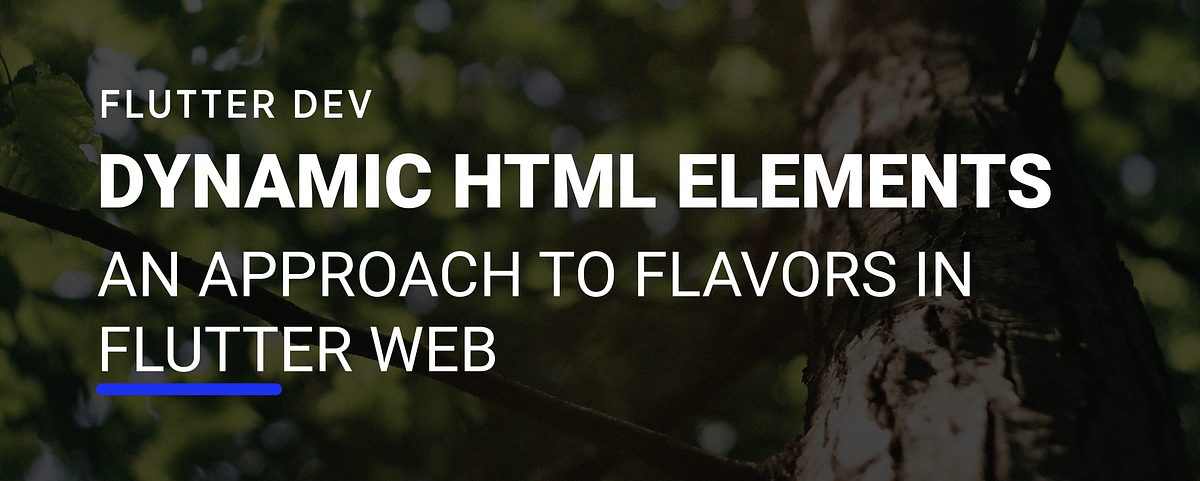 Dynamic HTML Elements — An Approach to Flavors in Flutter Web | by ...