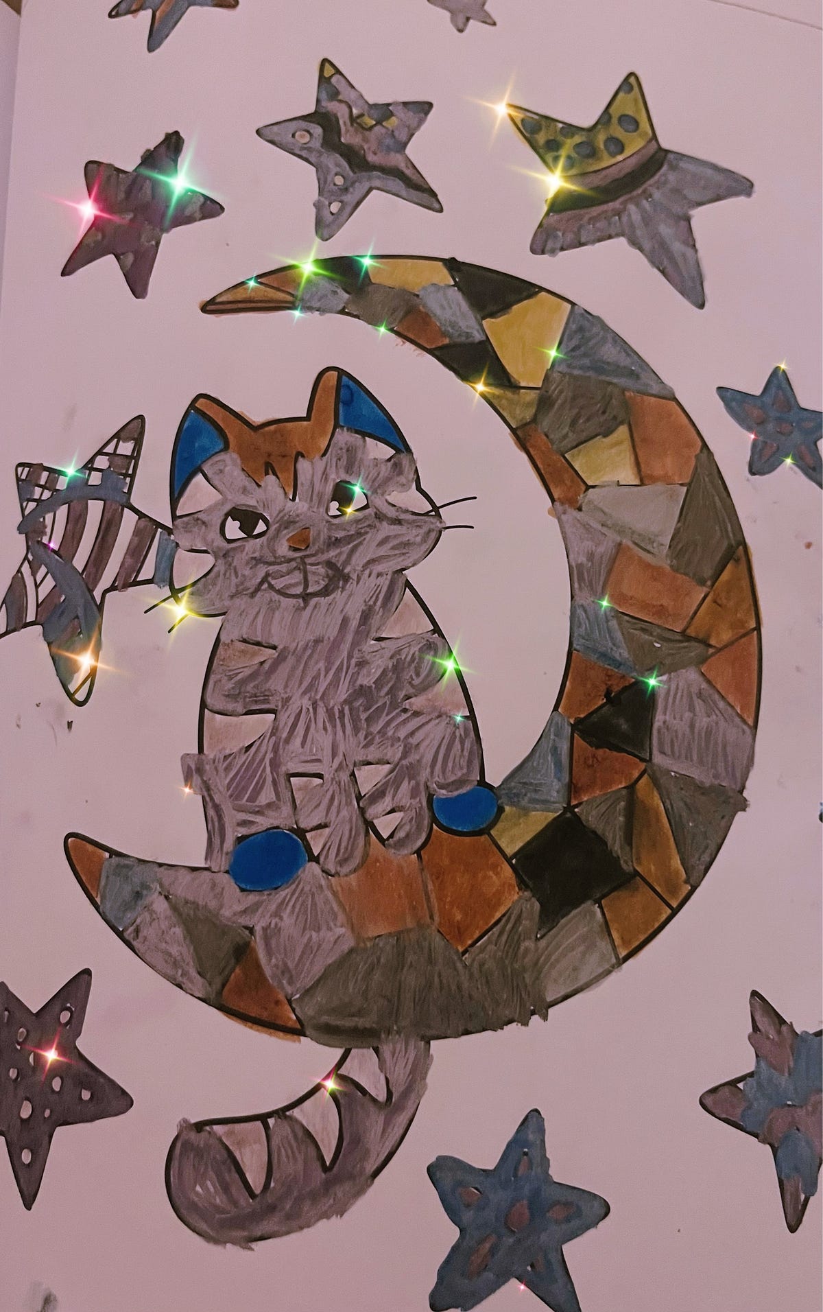The Cat on the Moon Before Christmas - Maxine Thornborrow - Medium