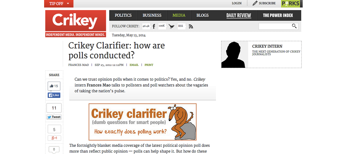 Crikey.com.au. Stories produced during September 2012… | by Frances Mao ...