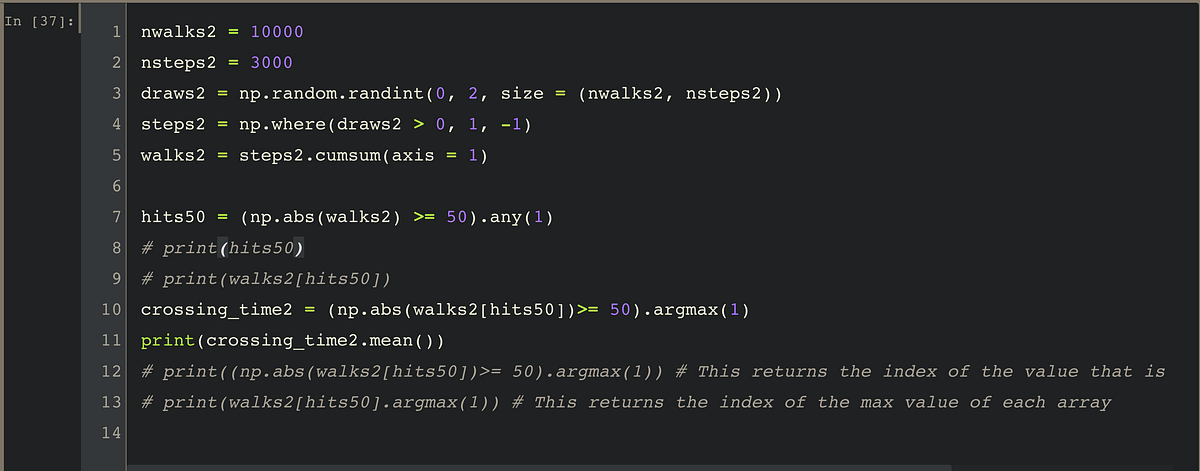 用 NumPy 執行 Random Walks. 我在這篇文章中說明如何使用 Python 中的 NumPy 模組執行… | by Tsi-Ho Lim | Medium