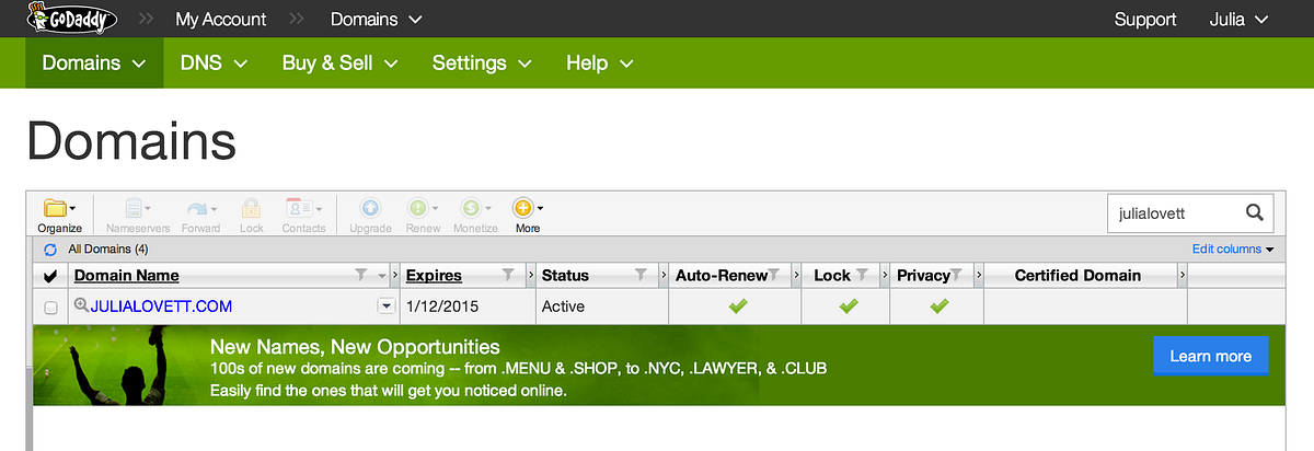 GitHub Pages + GoDaddy. Setting the DNS for GitHub Pages on… | by Julia Lovett | Medium