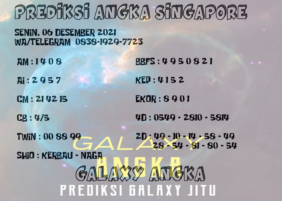 PREDIKSI ANGKA SINGAPORE HARI IN SENIN, 06 DESEMBER 2021. DAPATKAN ...