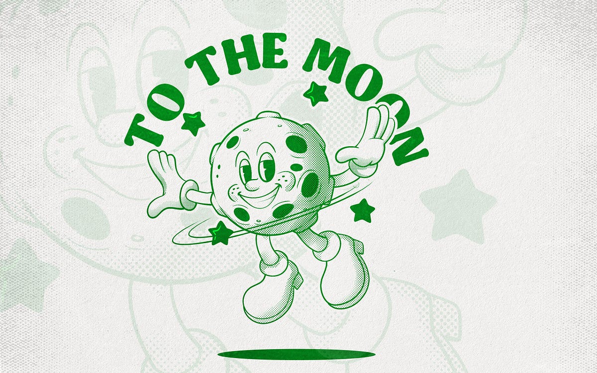 Moon Characters in a Retro Cartoon Feel with Lets Go Spaceman studio ...
