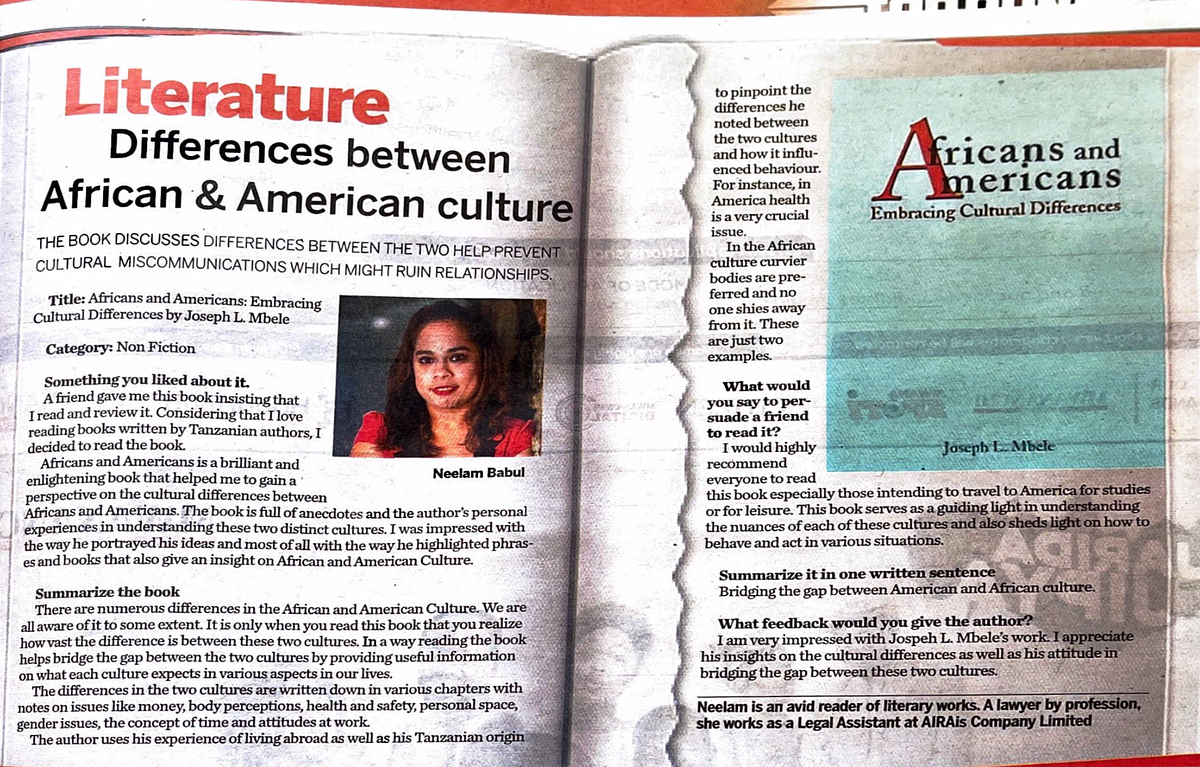 A review of my book, “Africans and Americans: Embracing Cultural ...