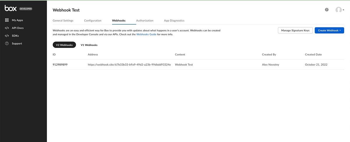NEW! Webhooks V2 in the Developer Console | by Alex Novotny | Box ...