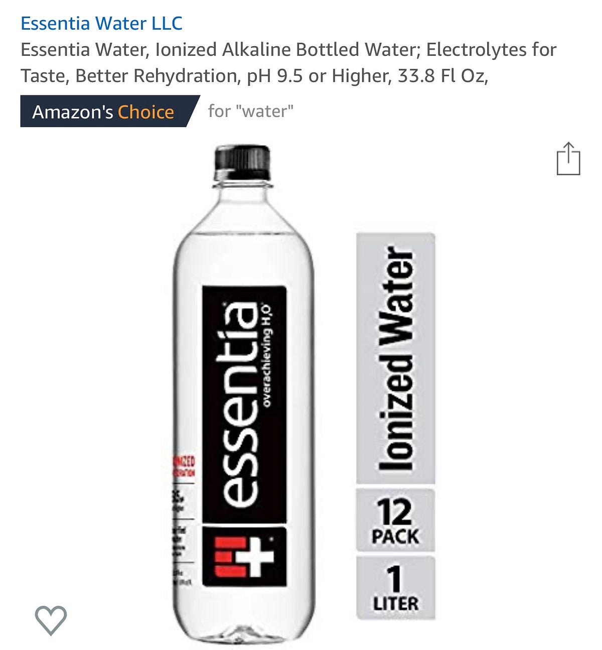 Essentia Water, Ionized Alkaline Bottled Water; Electrolytes for Taste ...