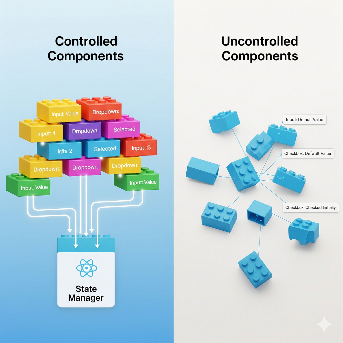 ⚛️ Mastering Controlled and Uncontrolled Components in React (With Examples) 💡📝🔄 | by Richa ...