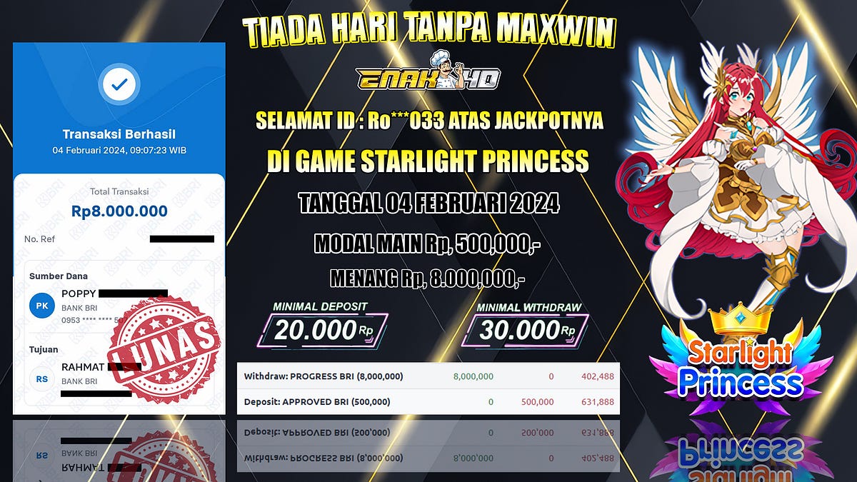 MODAL 500K JADI 8,000,000,- BERMAIN DI ENAK4D !!! - bukti jp enak4d - Medium