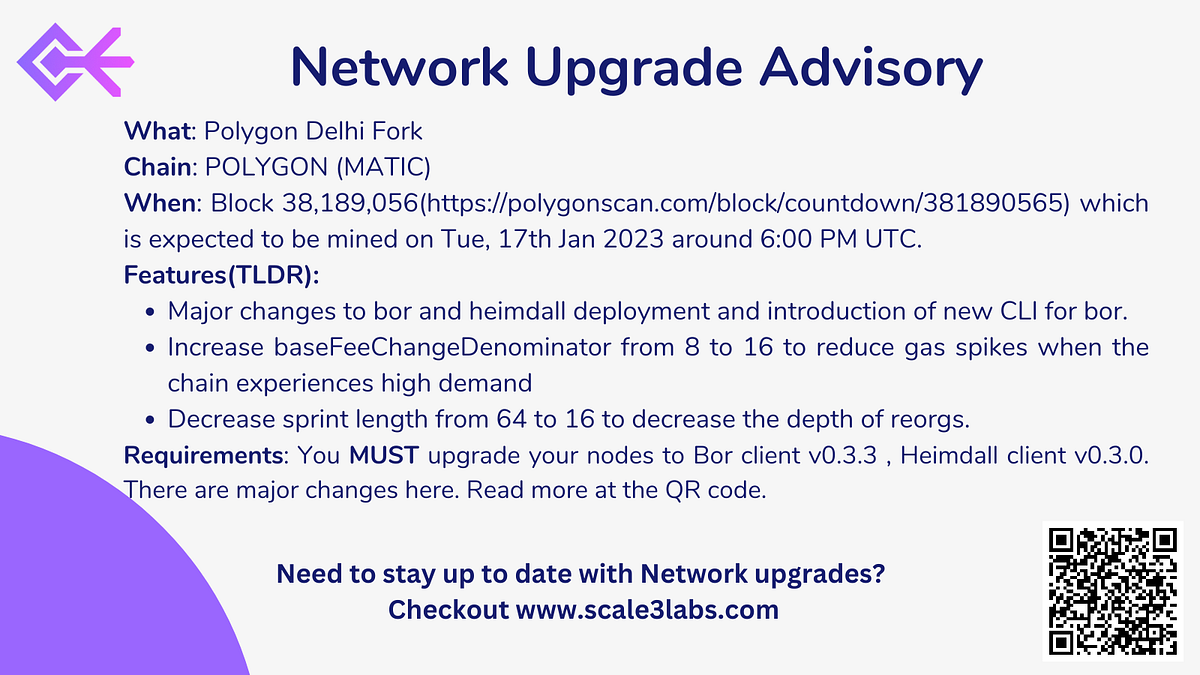 Polygon Delhi Hard Fork Advisory. Attention Polygon Node Operators… | by Scale3 | Scale3 | Medium