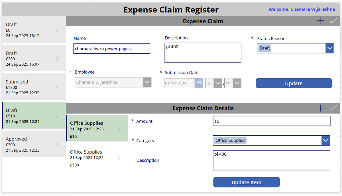 Learning by Building: Expense Claims Canvas App with Manager Approval ...