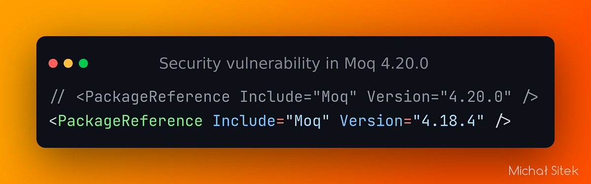 Critical security vulnerability in Moq 4.20.0 | by Michał Sitek | Medium