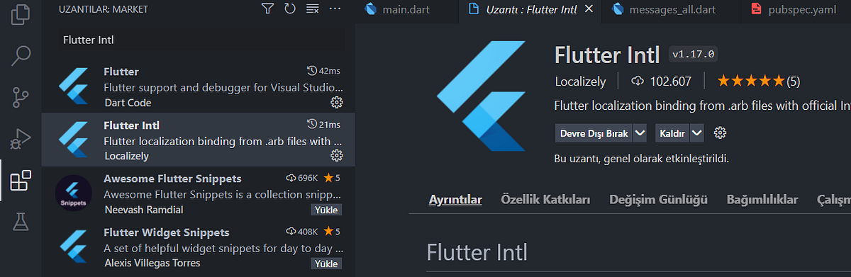 Flutter Intl ile localization işlemi | by Muhammed AKAR | Medium