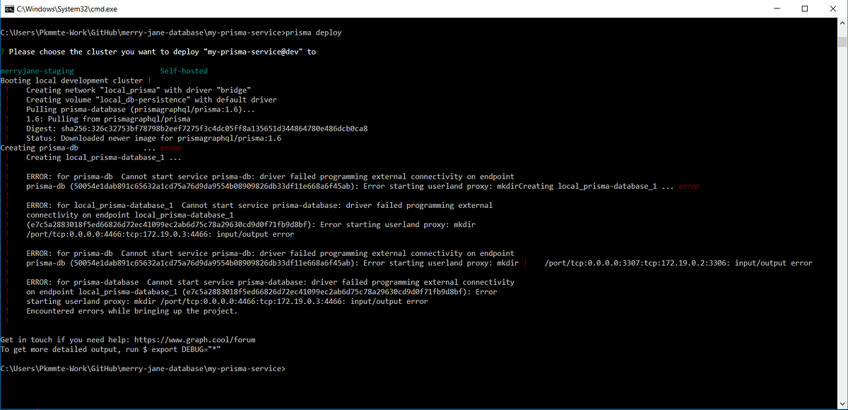 I’m getting this error message when running prisma deploy. | by Pkmmte Xeleon | Medium