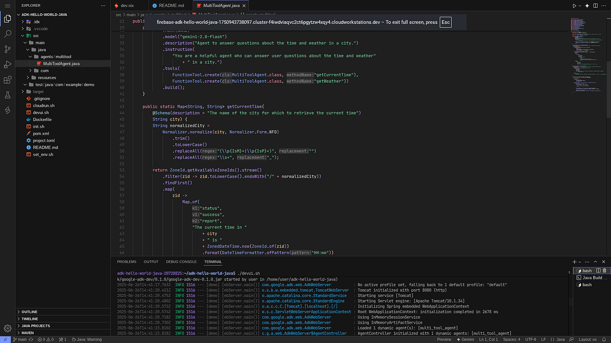 Java ADK Agent Starter with Firebase Studio and Cloud Run | by xbill ...