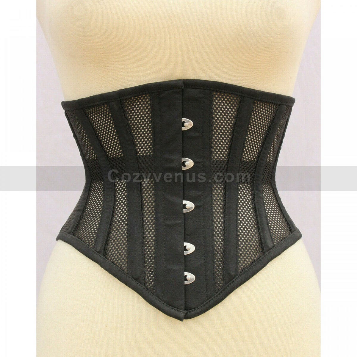 Black Mesh Waist Training Underbust Corset - Blackcolor - Medium