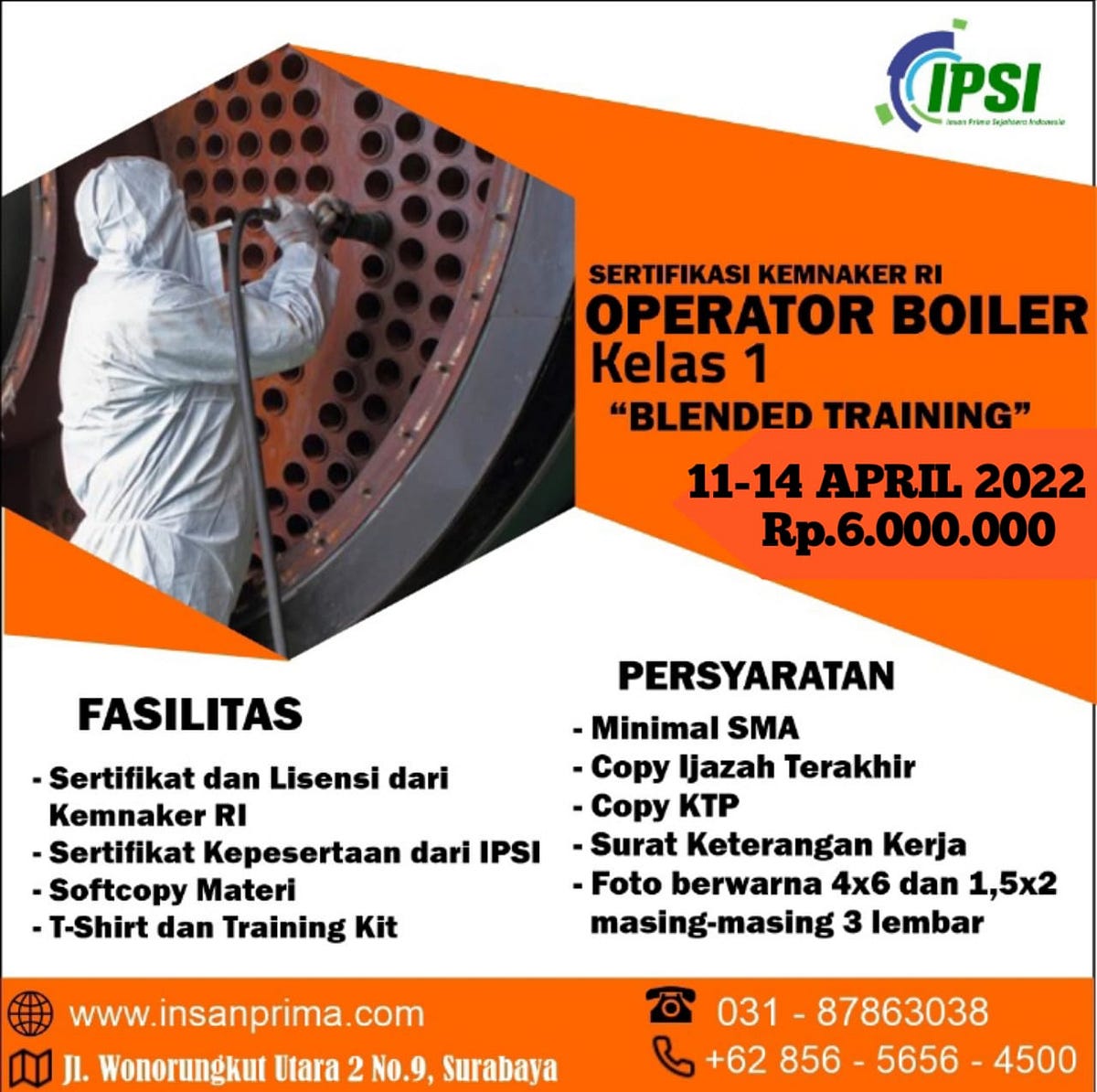 Operator Boiler Kelas 1 TERBAIK, WA (0856-5656-4500), PELATIHAN AHLI ...