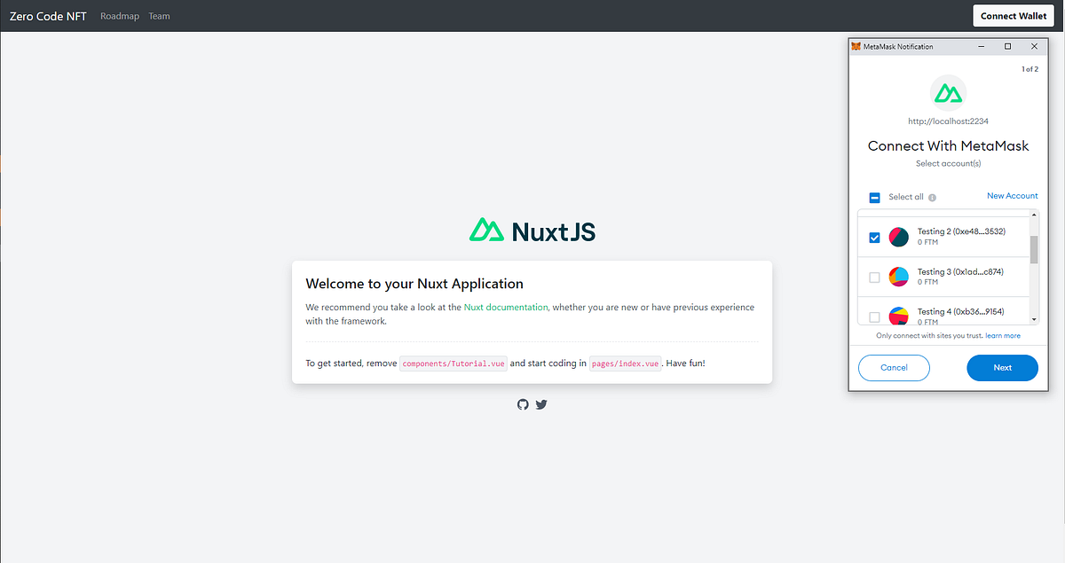 Nuxt NFT dApp with MetaMask and Ethers.js — Create dApp | by ihor.eth | Zero Code NFT | Medium