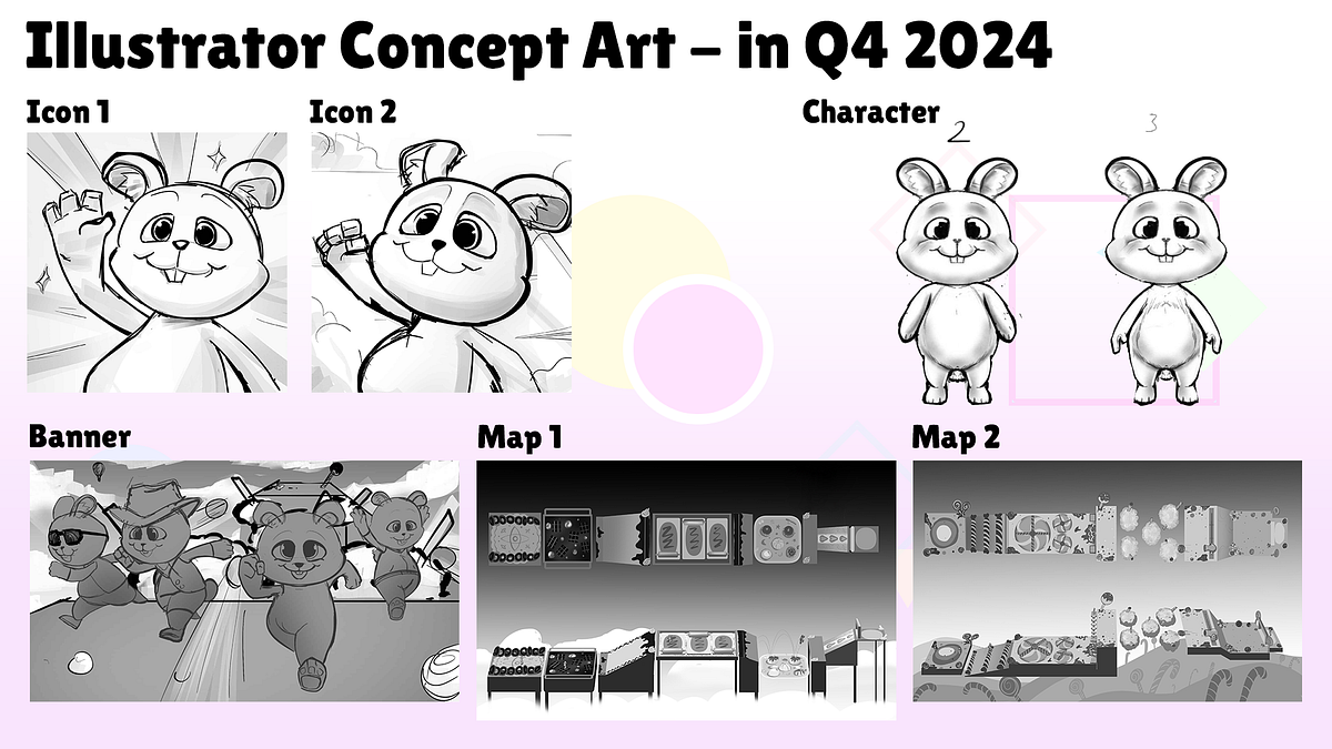 Illustrator Concept Art Uncolored Version — in Q4 2024 — Quip Rabbit Game - Quip Rabbit - Medium