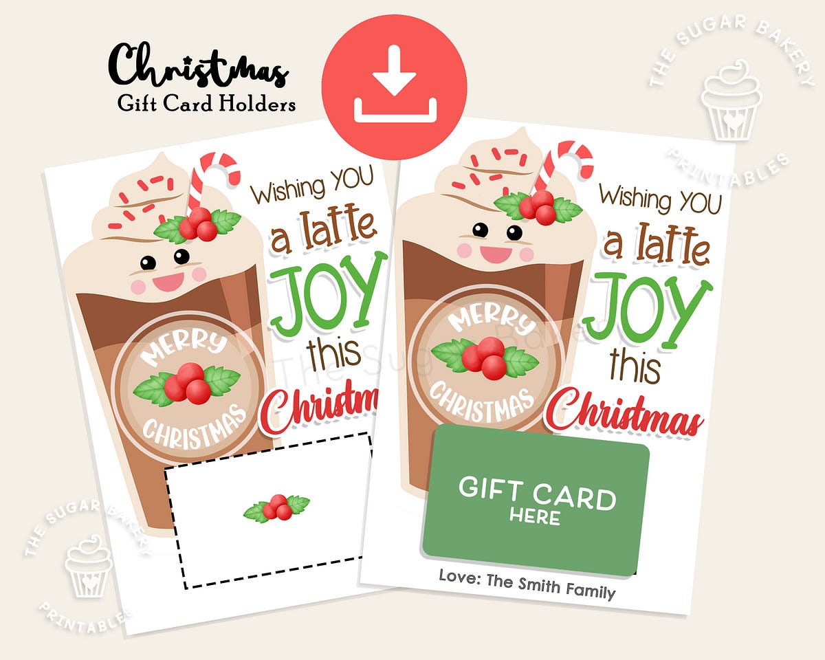 Printable Christmas Coffee Gift Card Holder, Printable Teacher Staff ...