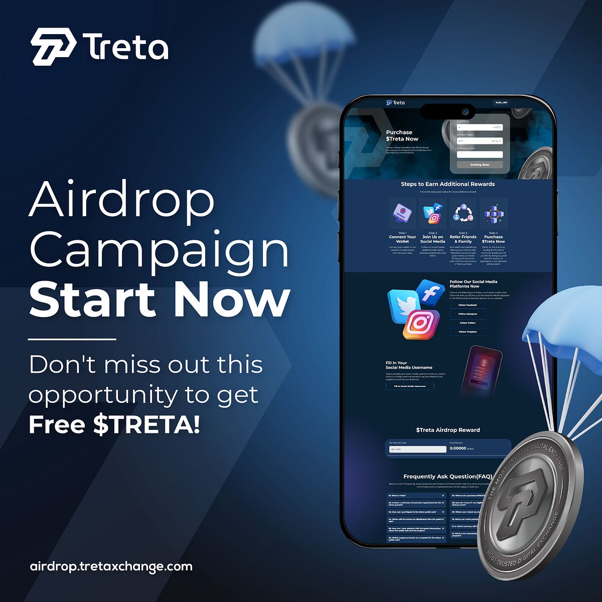 Airdrop Campaign Starts Now - Treta Exchange - Medium