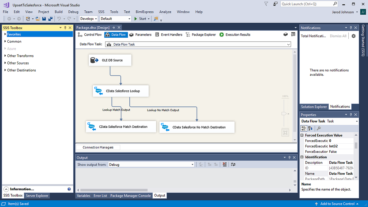 Use The Cdata Ssis Components To Insert New Or Update Existing Salesforce Records From Sql
