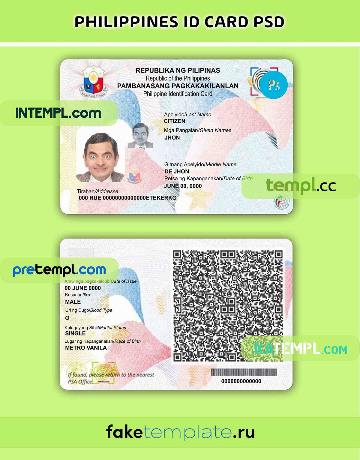 Philippines identity card PSD template, 2019 — present | by Shotempl | Medium