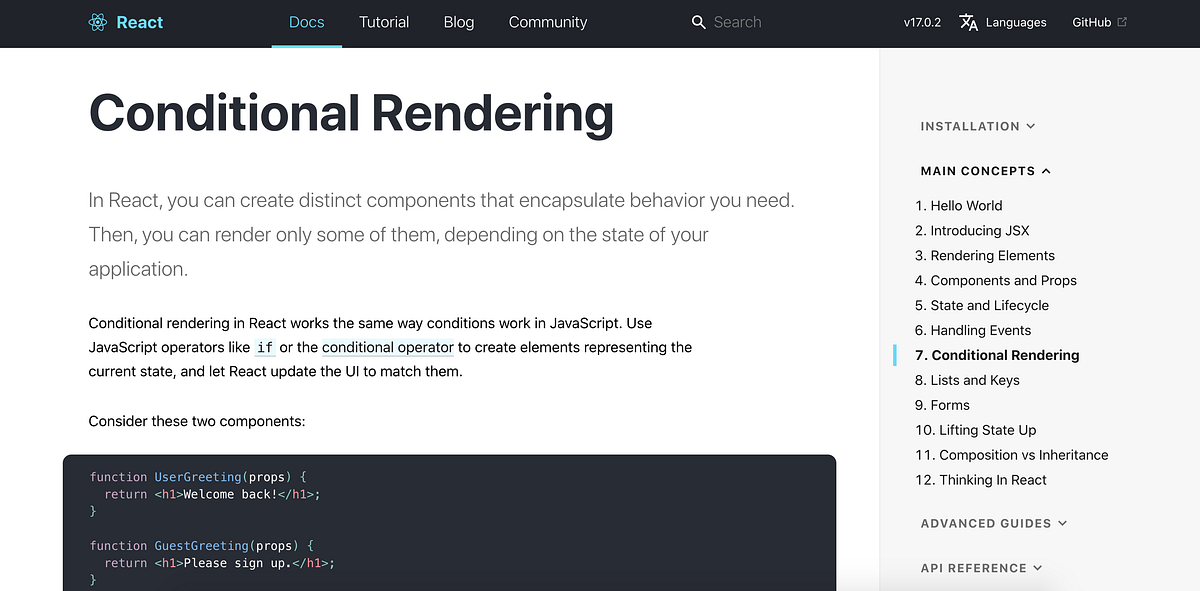 [官網學 React] Docs：條件 Render - Juju 的自學筆記 - Medium