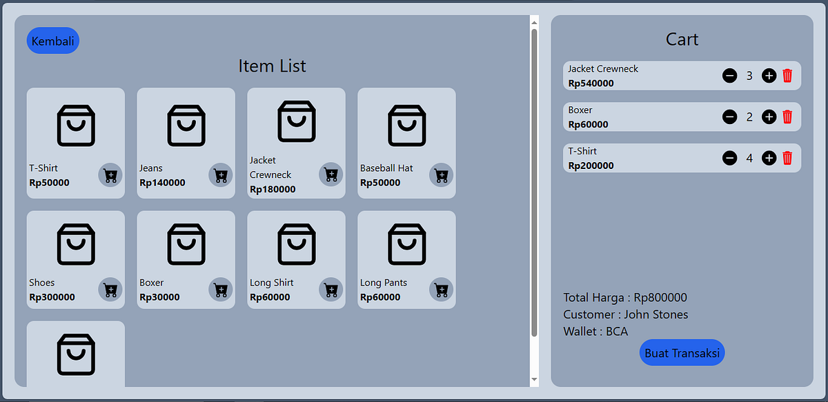 Mini Project X-Mart dengan menerapkan stack React JS, Express JS, Java Spring Boot, dan ...