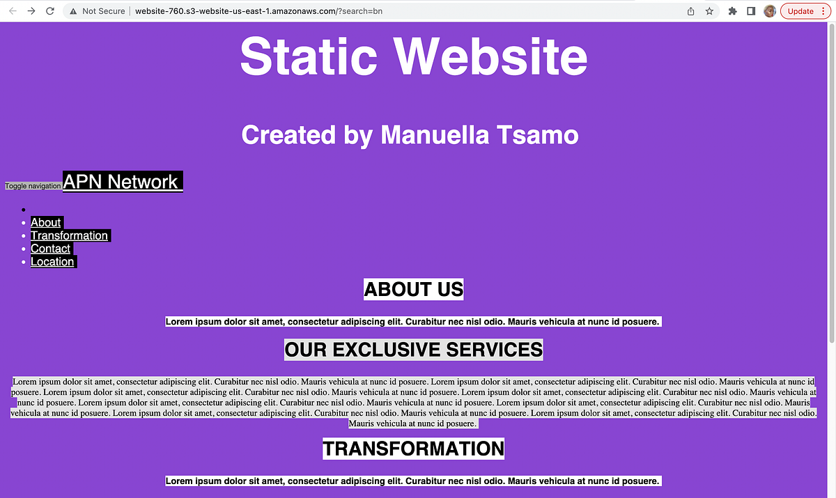 Hosting a static website on AWS S3 | by Manuella Tsamo | Medium