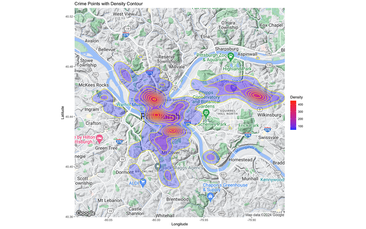 Mapping Arrest Data with Density Contours in RStudio | by Alex ...