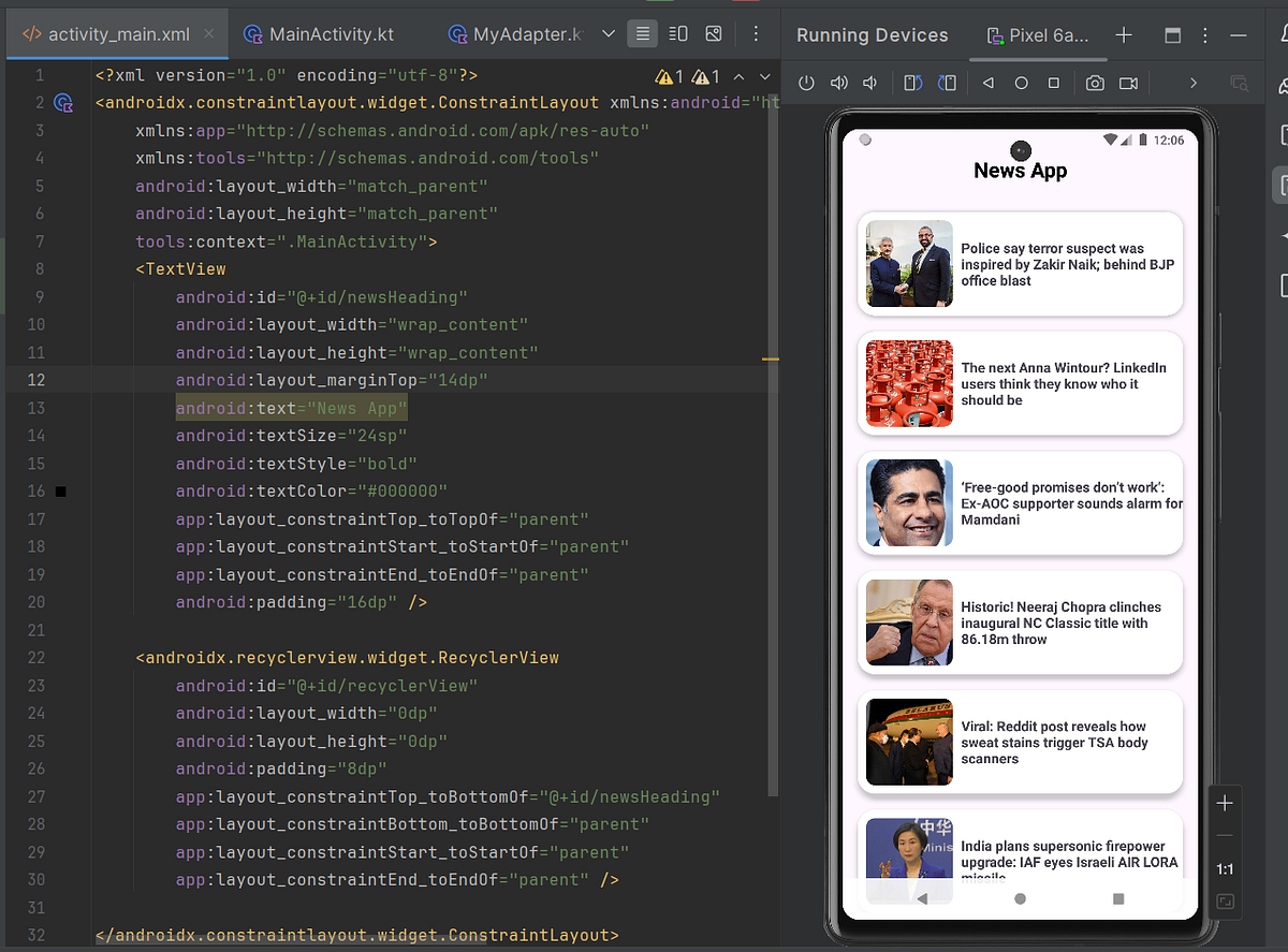 RecyclerView (News App). gitHub repo for souce code -> | by Mohd Sauban | Jul, 2025 | Medium