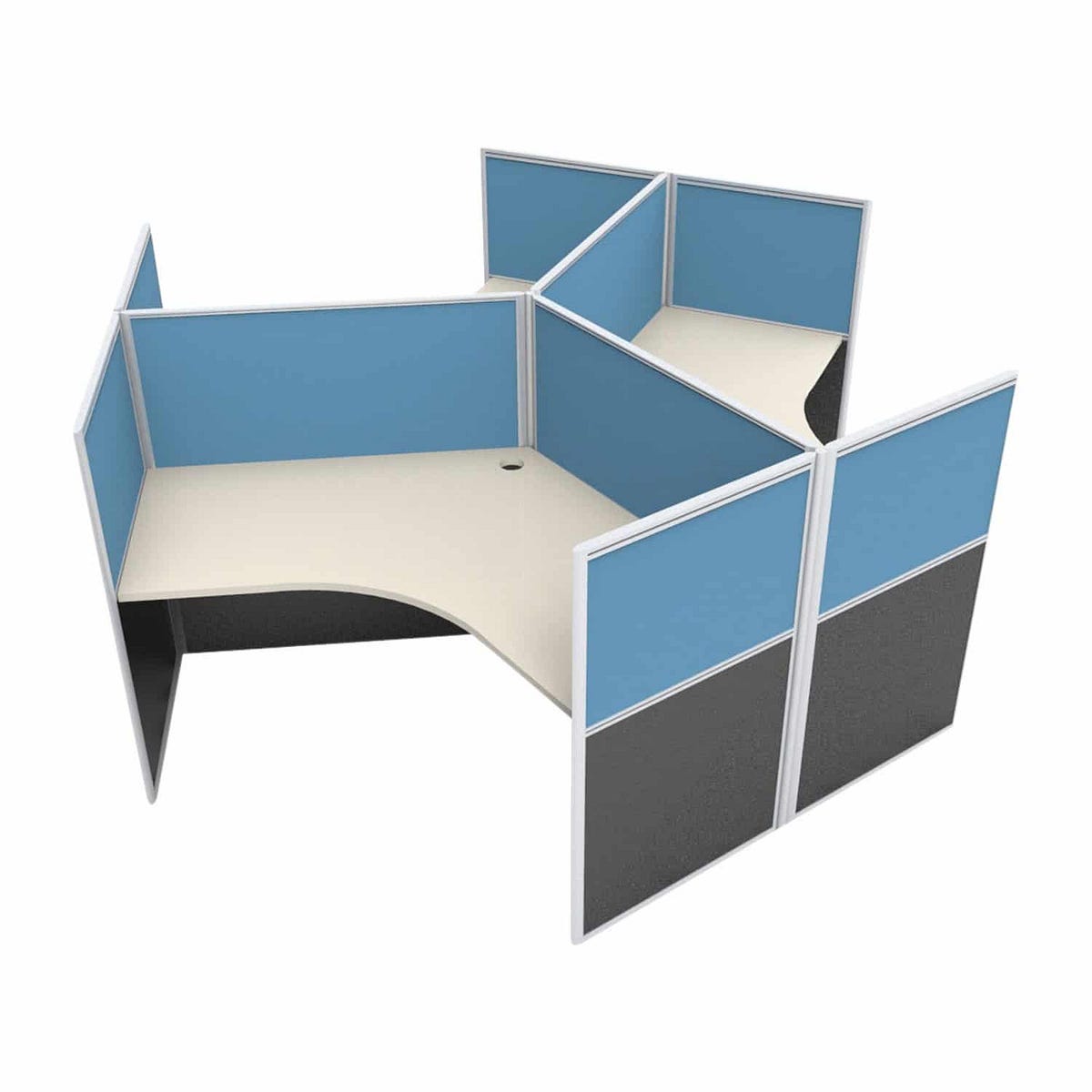 Super Office Screen 3 Person 120 Degree Pod with End Screens - Danny's ...