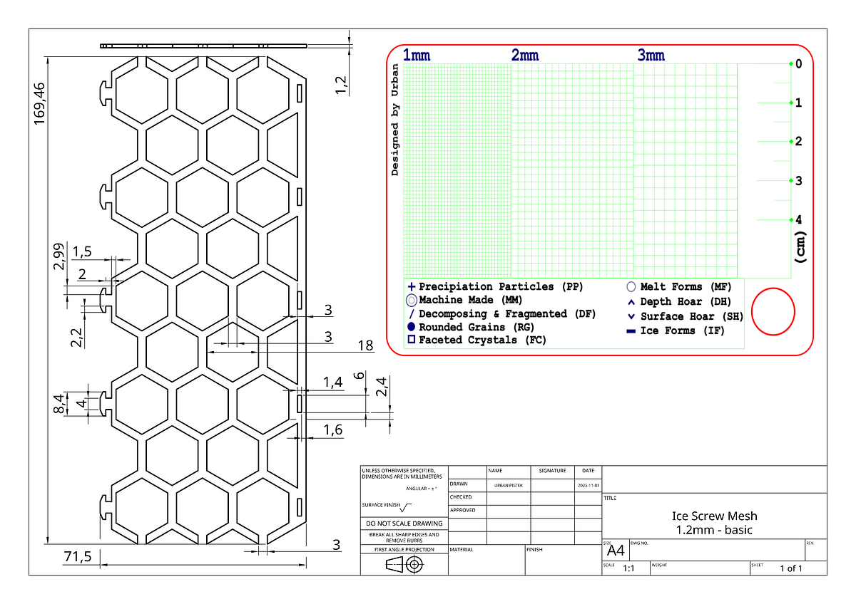 Making my own Outdoor Winter Gear — Snow Study Card & Ice Screw Mesh ...