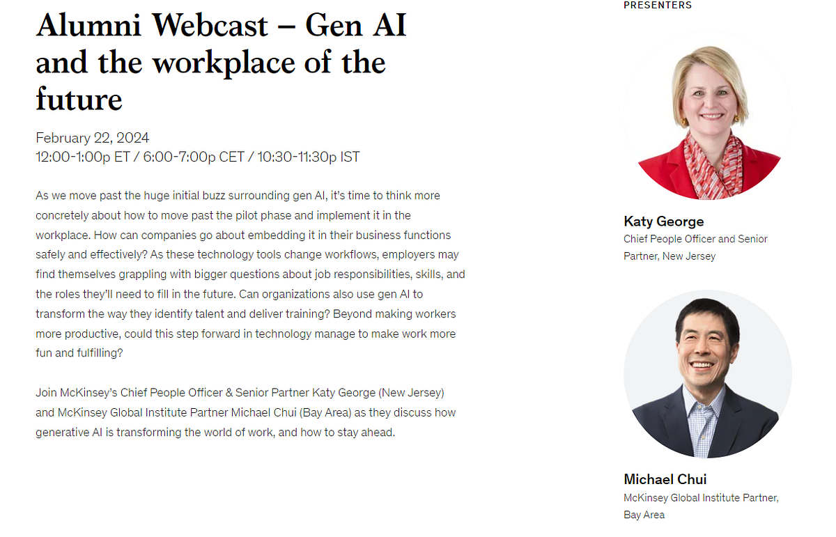 McKinsey Webcast — Gen AI and the workplace of the future | by Paolo Cuomo (talks tech ...