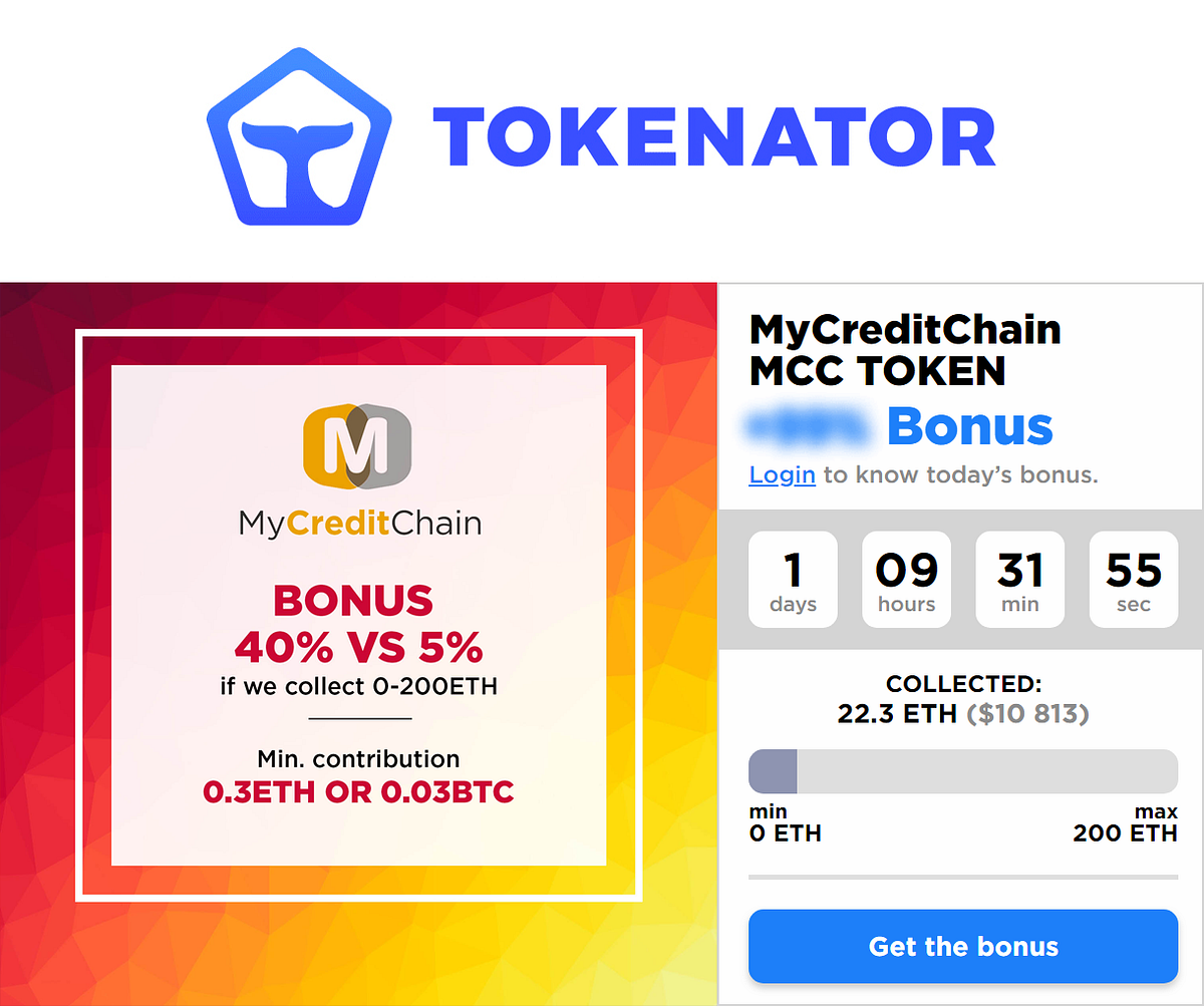 🐳 MyCreditChain MCC Tokens with 40% Bonus — Only on Tokenator! 🐳 Read ...