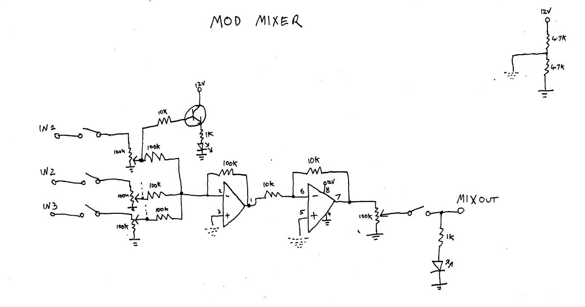 Modulation (DC) Mixer. A simple DC mixer that allows us to mix… | by Circuits & Sounds | Medium