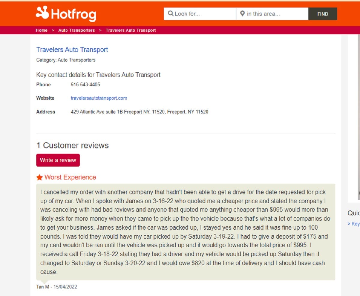 Travelers Auto Transport Scam Freeport, NY - leeg84734 - Medium