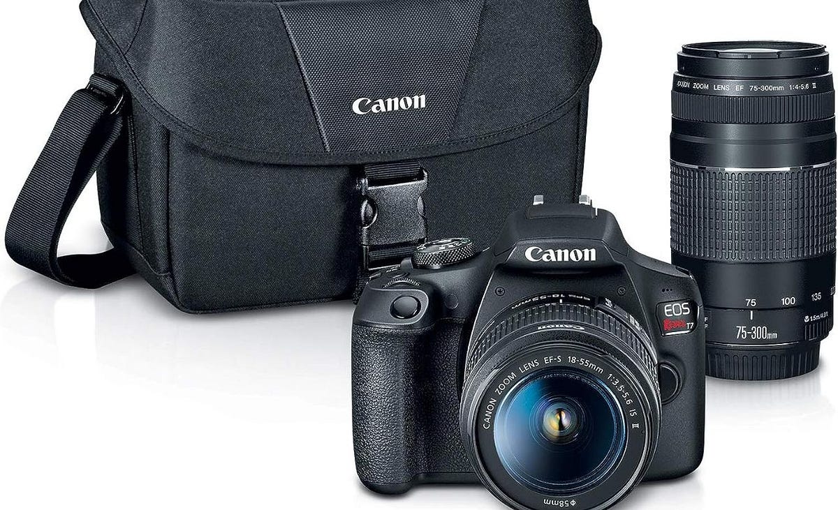 Canon EOS Rebel T7 DSLR Camera|2 Lens Kit with EF18–55mm + EF 75–300mm Lens, Black | by SanaZ ...