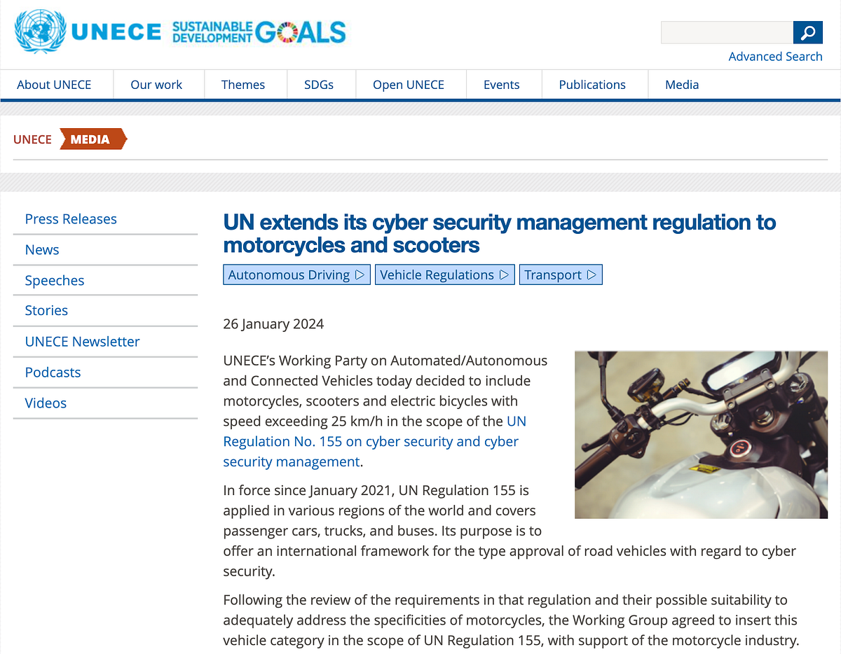 機車類型的二輪載具 需準備因應 UNECE R155 法規的網路安全要求 - 老喬筆記 - Medium