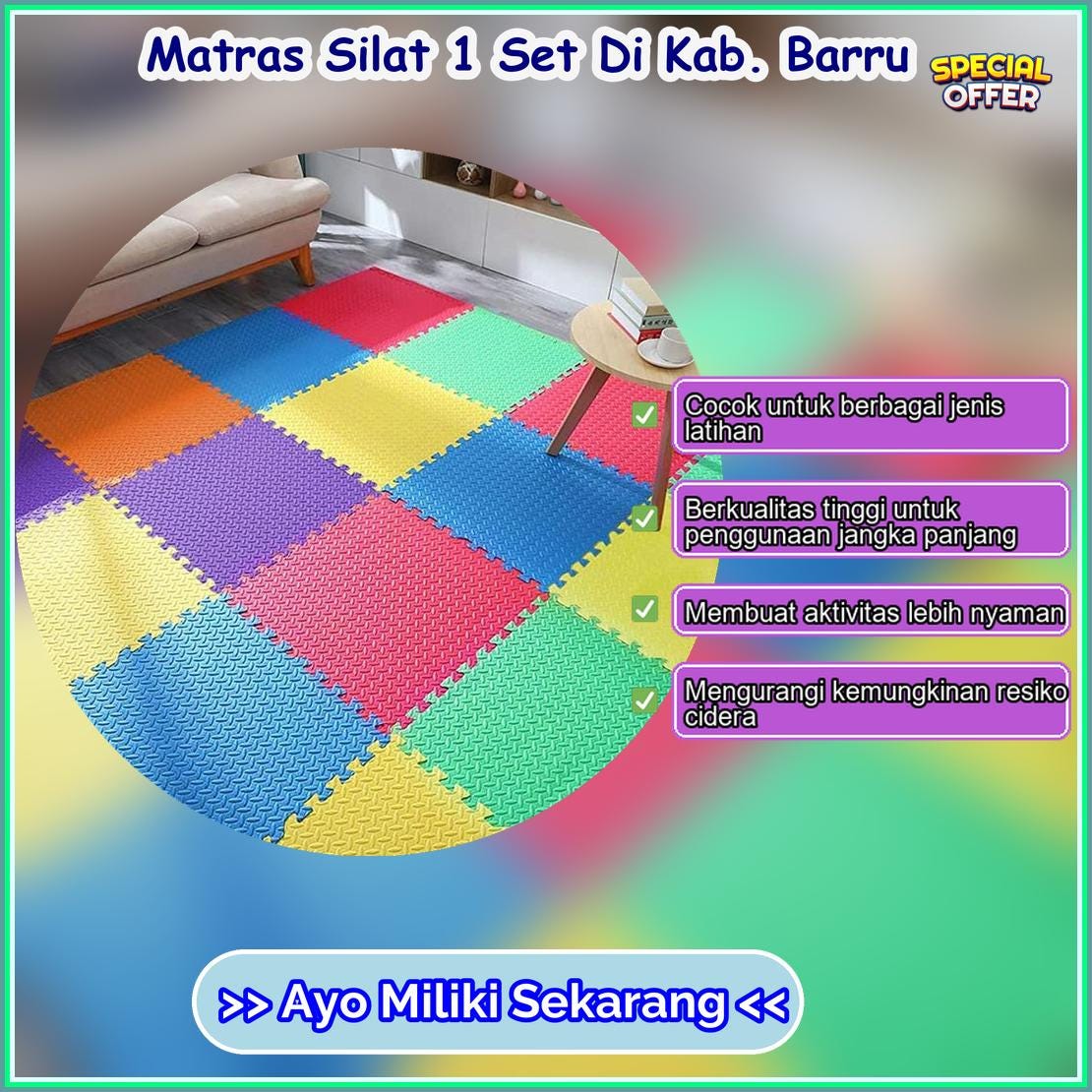 Matras Silat 1 Set Di Kab Barru - Matras Puzzle Tebal - Medium