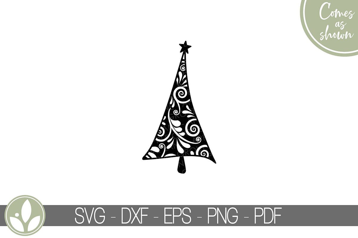 Christmas Tree Svg — Swirly Tree Svg — Fancy Christmas Tree Svg — Swirl ...