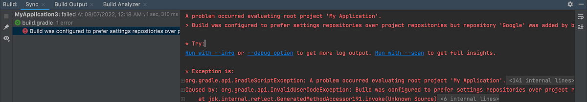 Build was configured to prefer settings repositories over project repositories but repository ...