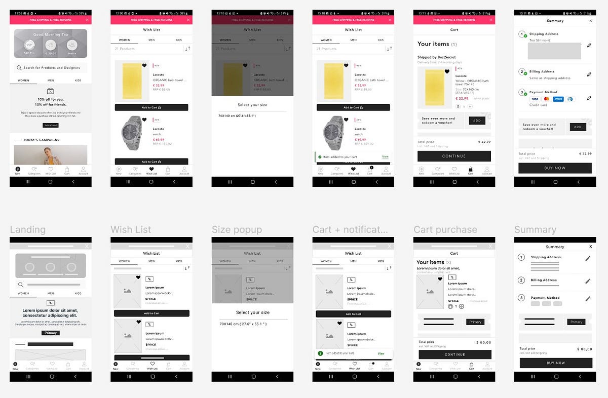 Ironhack Prework Challenge 2: Wireframing — BestSecret | by Tea ...