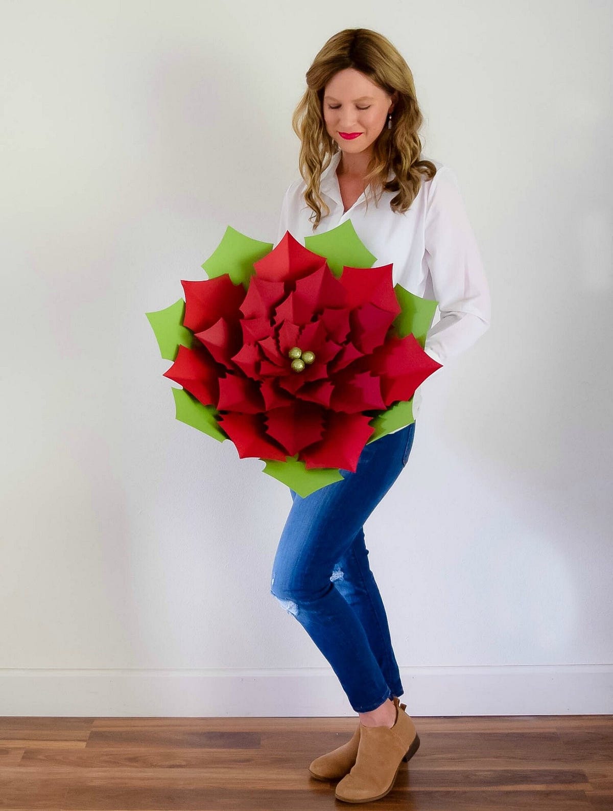Christmas Paper Flower Giant Poinsettia Template, Paper Flower Template ...