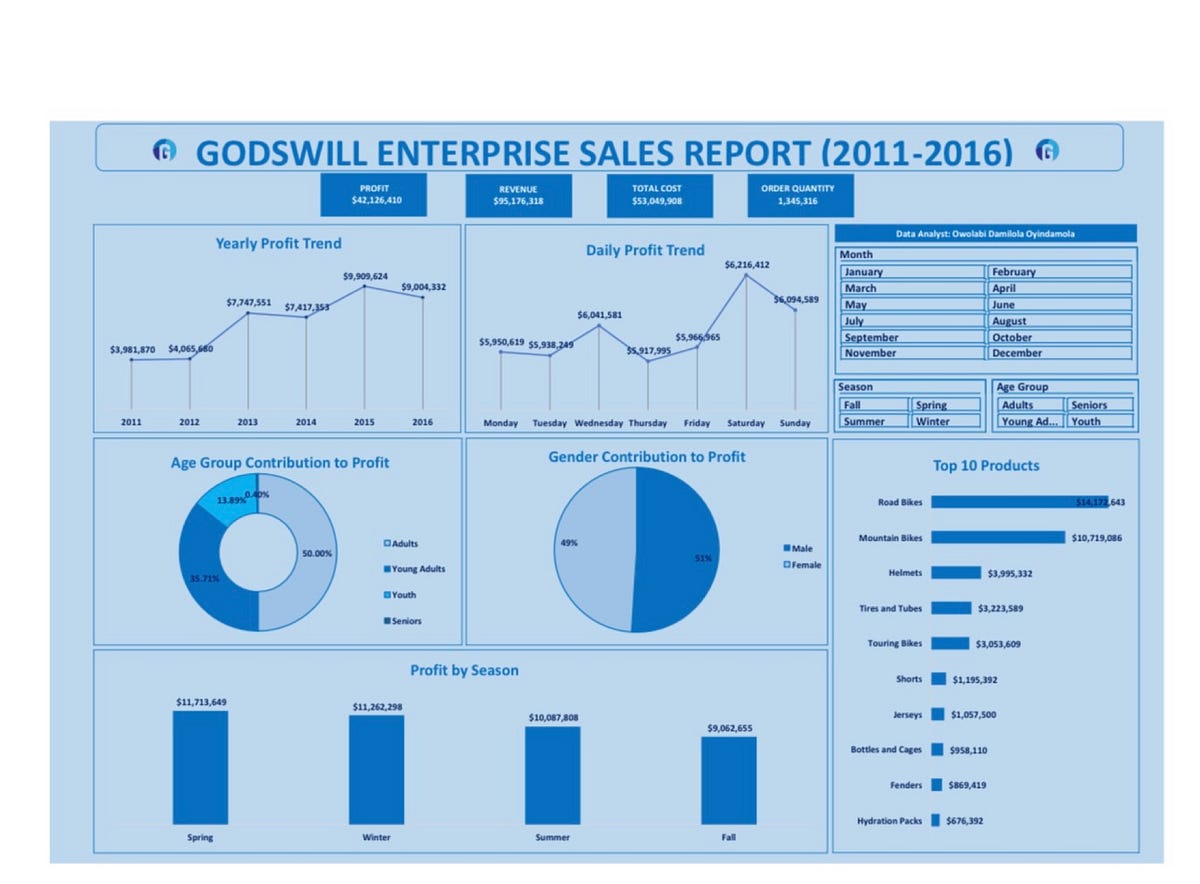 Godswill Enterprise Sales Report (2011–2016) with Microsoft Excel. | by ...